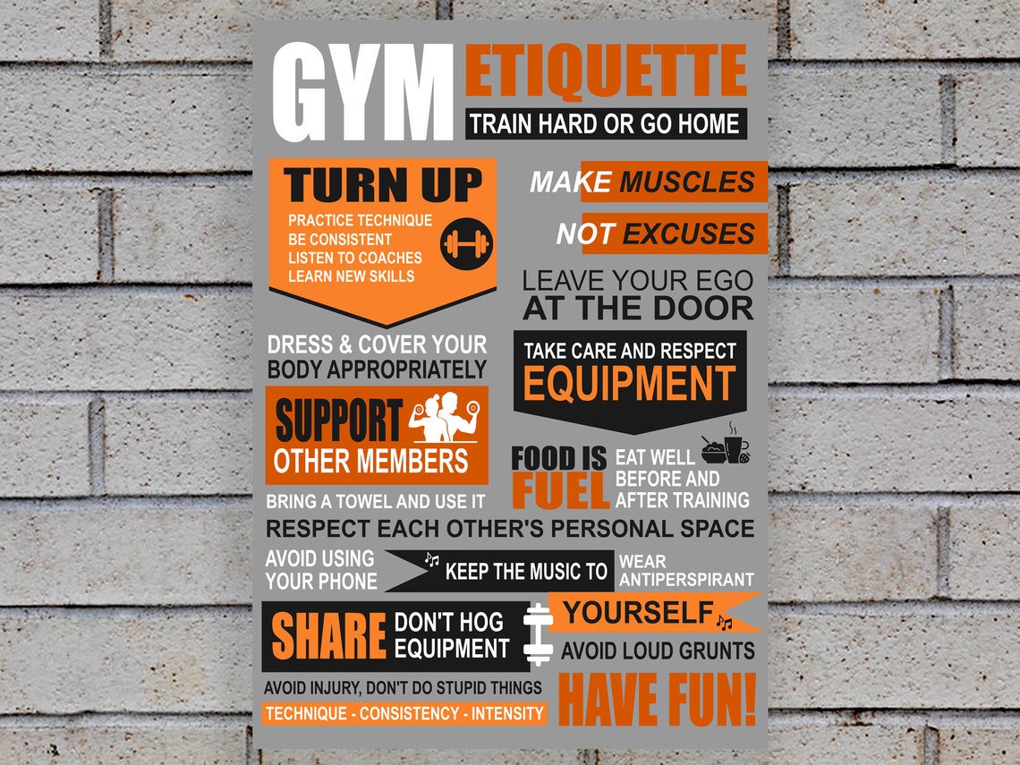 Gym Etiquette A3 Rules Adhesive Sign - Etsy UK