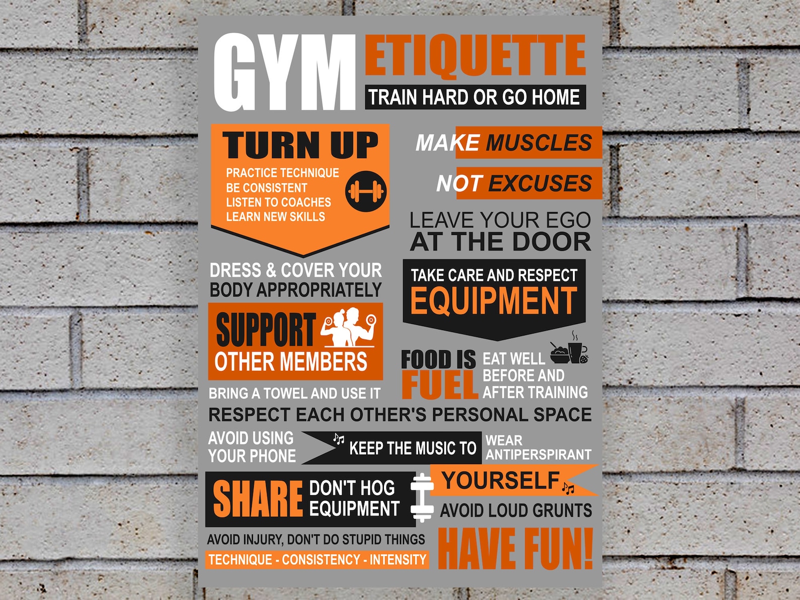 Gym Etiquette A3 Rules Adhesive Sign - Etsy