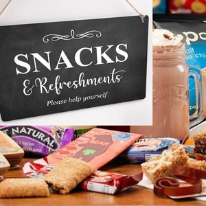 Snacks & Refreshments | Hanging Sign | Guest Notice - Etsy