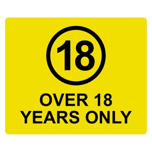 Over 18 Years Only, Adhesive Sticker Notice Door Security Sign ...