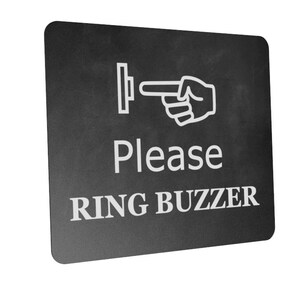 Black please Ring Buzzer Self-adhesive Sign UV Printed 120mm X 100mm ...
