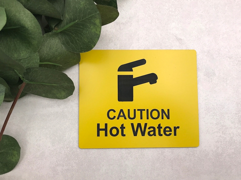 Caution Hot Water Sign Adhesive Sticker - Etsy