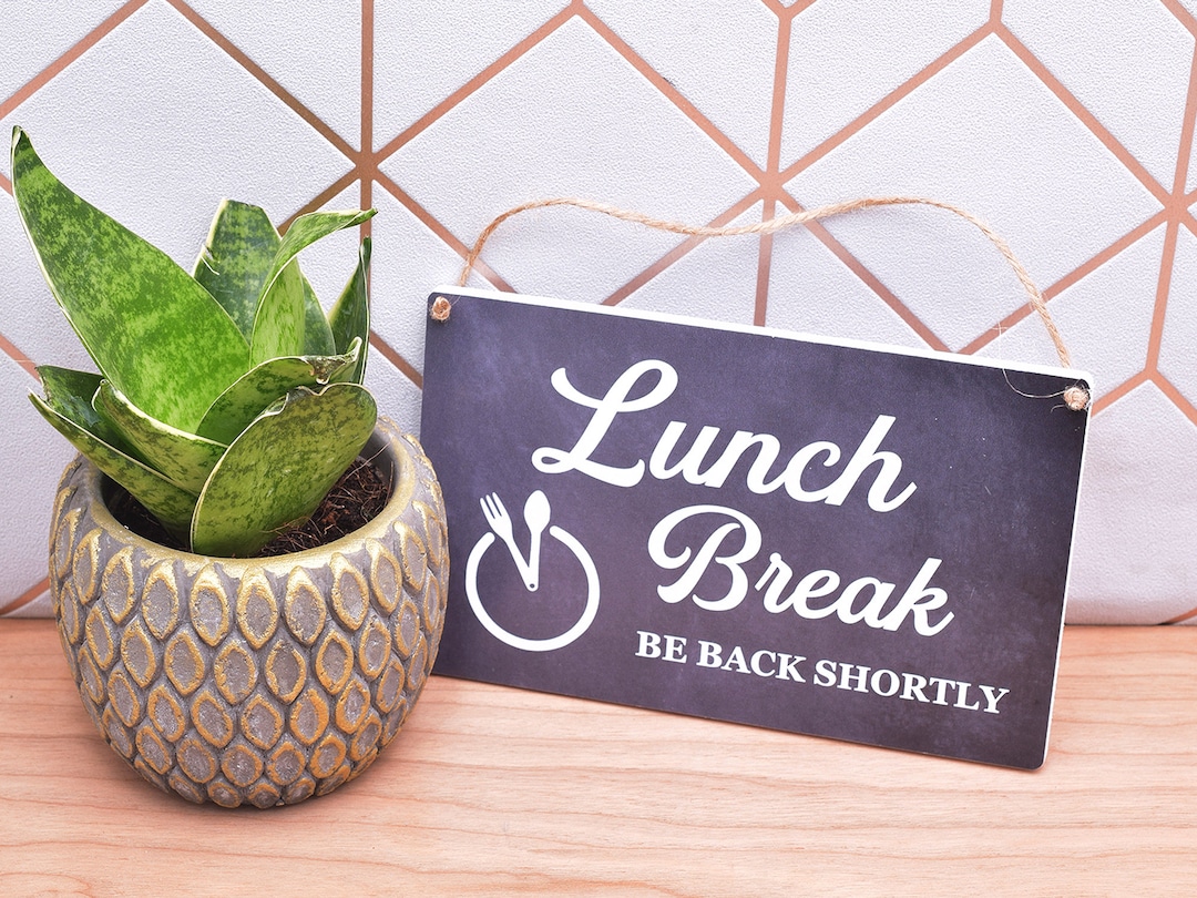 Lunch Break Hanging Sign - Be Back Soon Notice, Sign, Door Sign in Wood ...