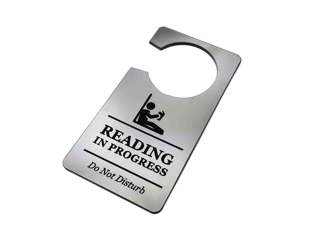 Reading in Progress Door Sign: Silver Novelty Gift - Etsy