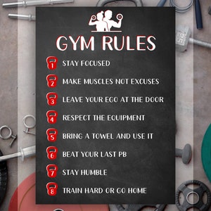 Gym Rules A3 Adhesive Sign - Etsy