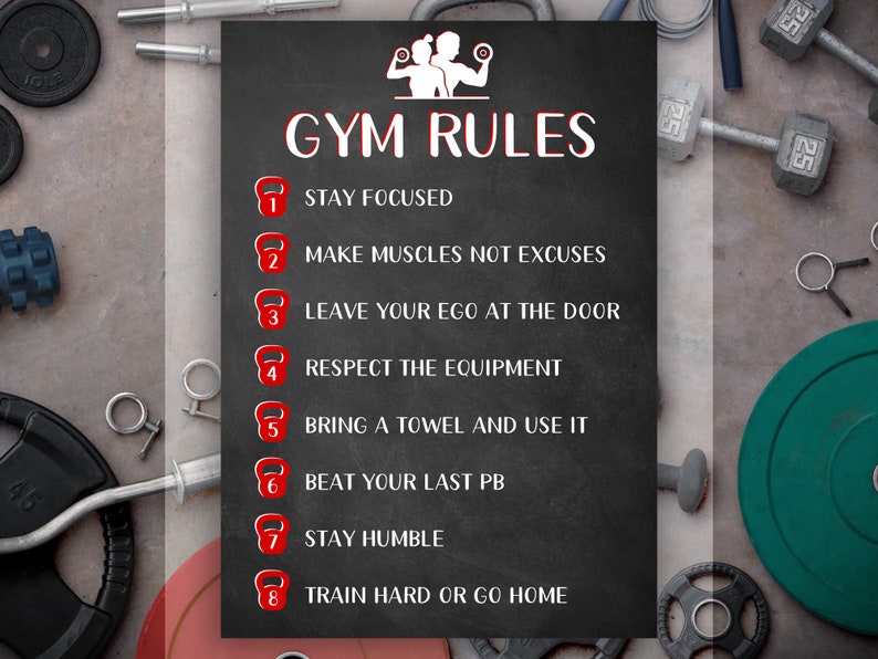 Gym Rules A3 Adhesive Sign - Etsy