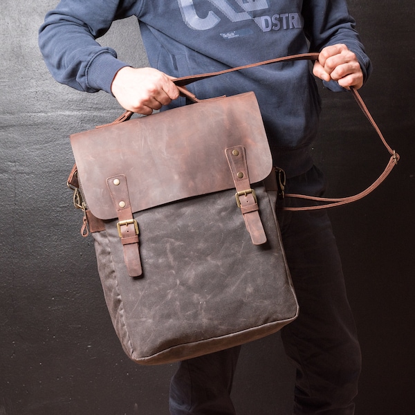 Waxed Canvas Backpack - Etsy
