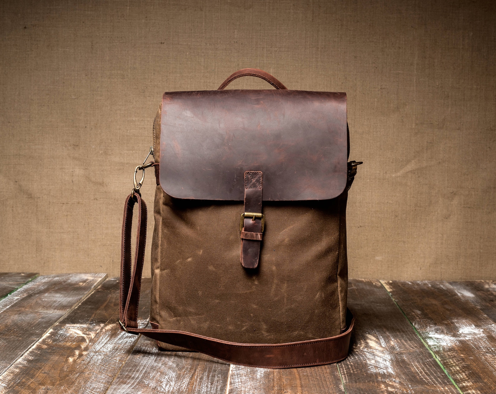 Man Bag Made of Waxed Canvas, Crossbody Canvas Bag, Perfect for Black ...