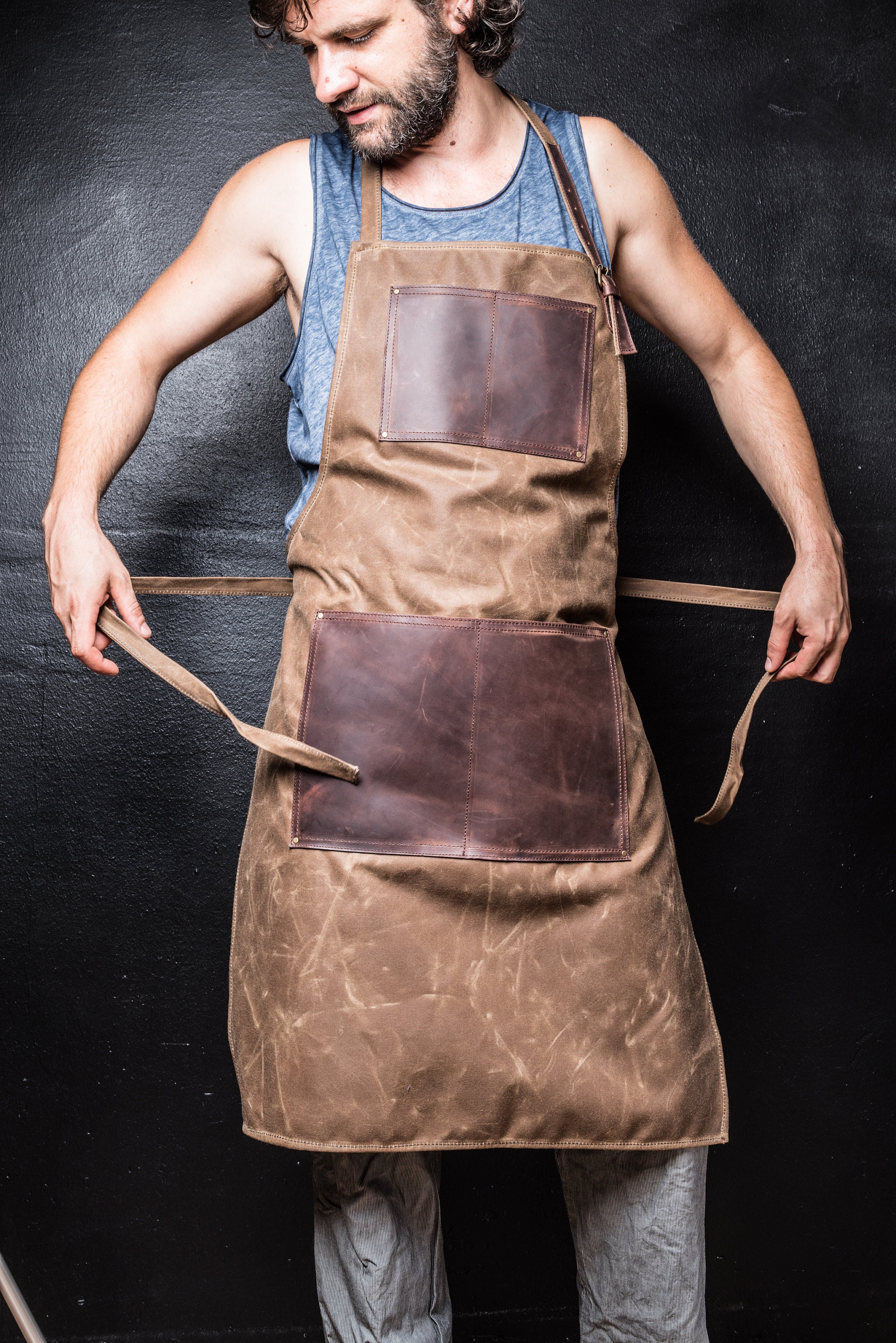 Men Apron and a Personalized Apron sturdy and Waxed Canvas | Etsy