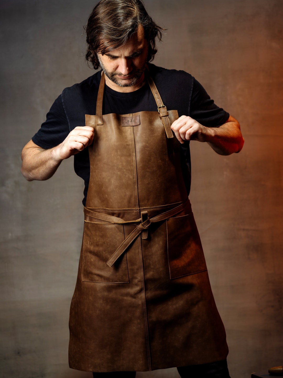 Mens Leather Apron for Woodworking, Blacksmith Shop Apron With Pockets, Personalized Bbq Grill ...