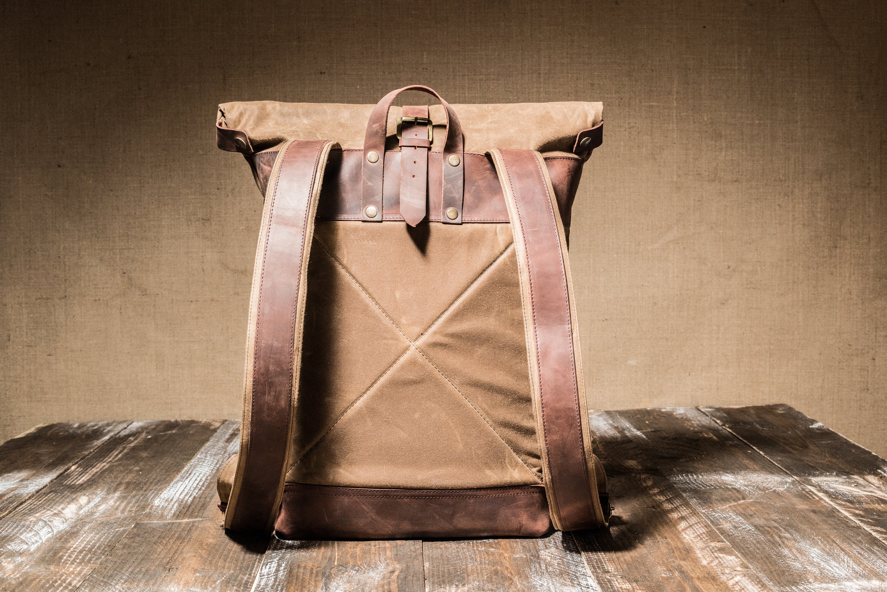 Roll Top Backpack Waxed Bag For Hipsters Hipster Backpack Etsy