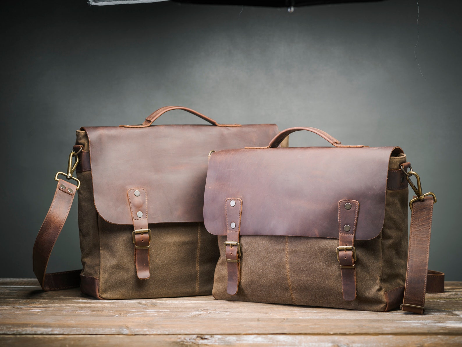 Mens Leather Briefcase, Waxed Canvas Courier Bag, Canvas Briefcase ...