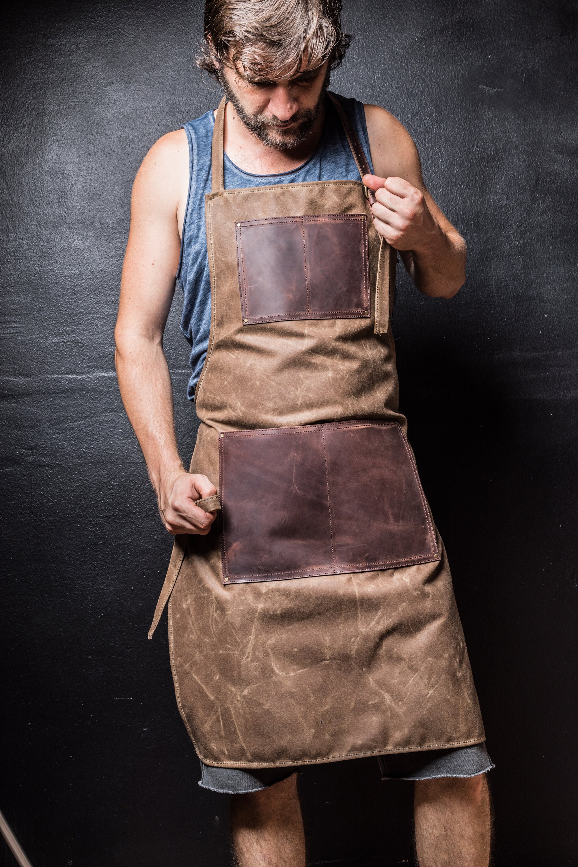 Men Apron and a Personalized Apron sturdy and Waxed Canvas | Etsy