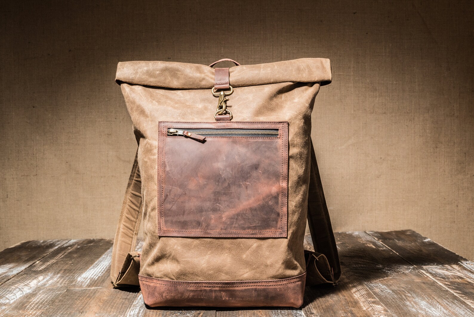 Roll Top Backpack Waxed Roll Top Bag For Hipsters Hipster Etsy