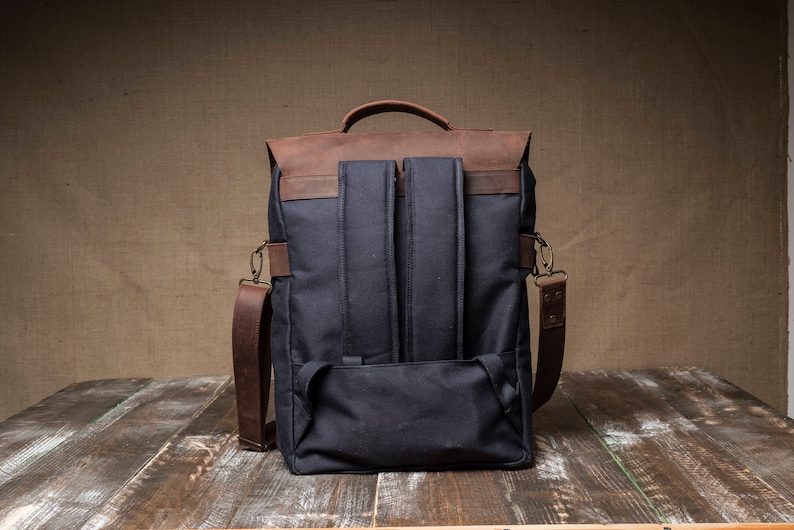 Personalized Backpack for Men, Water-repellent Waxed Canvas and Leather ...