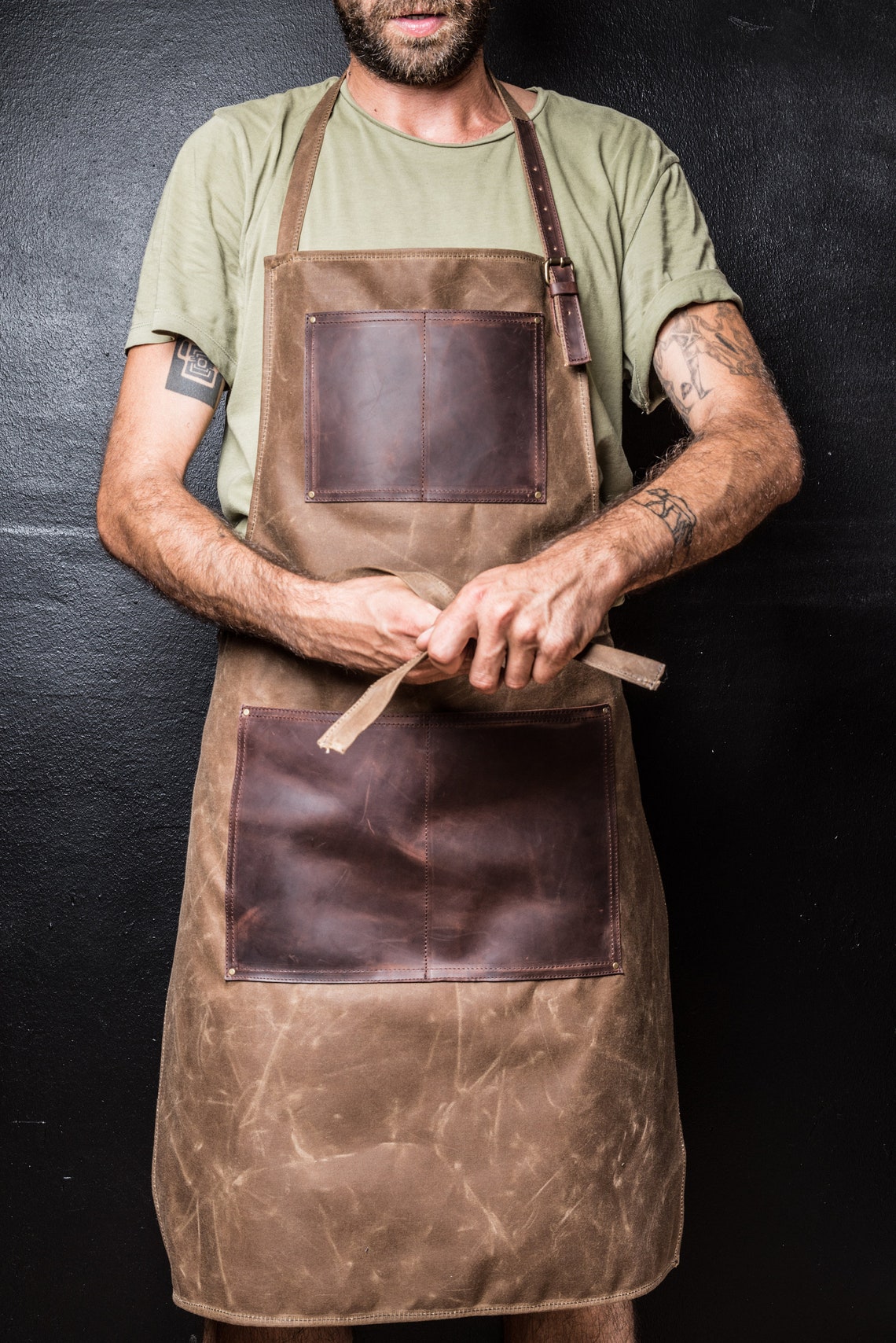Men Apron and a Personalized Apron sturdy and Waxed Canvas | Etsy