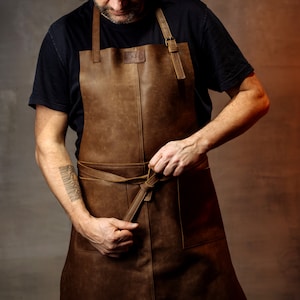 Mens Leather Apron for Woodworking, Blacksmith Shop Apron With Pockets, Personalized Bbq Grill ...