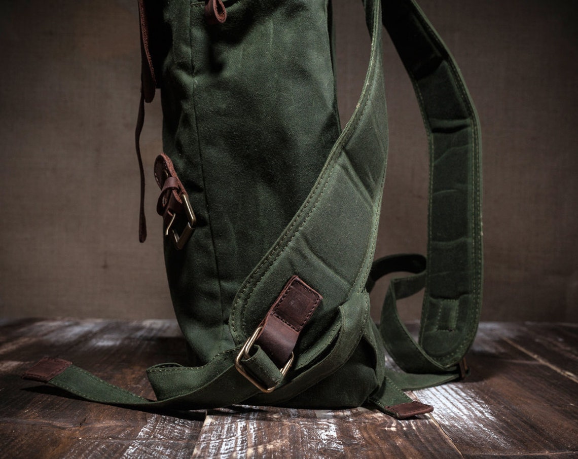 Waxed Canvas Rucksack Travel Rucksack Waterproof Leather | Etsy