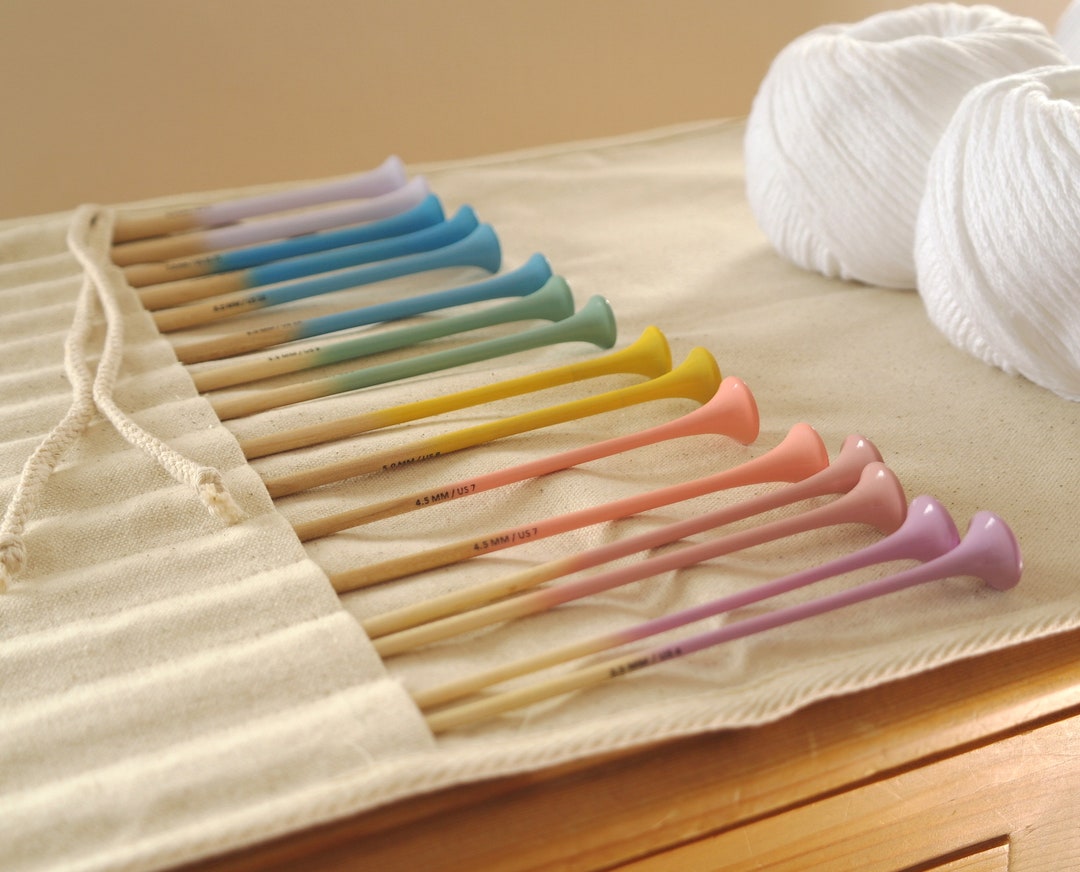 Wooden Knitting Needles / Knitting Needle Set / Rainbow Dip Painted Set ...