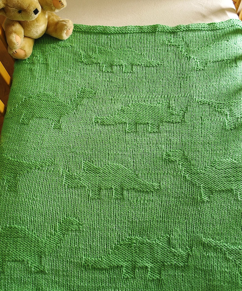Easy baby blanket knitting pattern / Dinosaur baby blanket / | Etsy