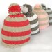 Easy Knit Baby Bobble Hat Pattern: Stripey Pompom Toque (PDF Download ...
