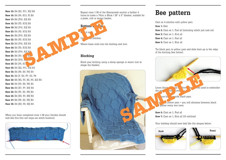 Easy Baby Blanket Knitting Pattern / Bee Knitting Pattern / - Etsy UK