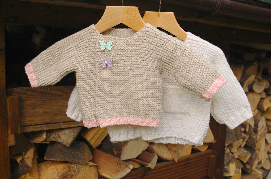 Easy Knit Baby Cardigan Pattern: Beginner Asymmetric Jacket (PDF ...