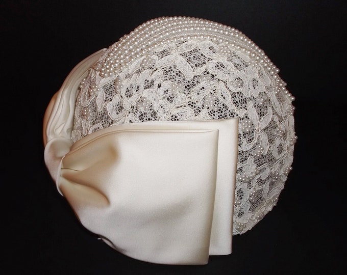 Vintage Bridal Hat Flapper Style Cream Skull Cap With Pearls - Etsy