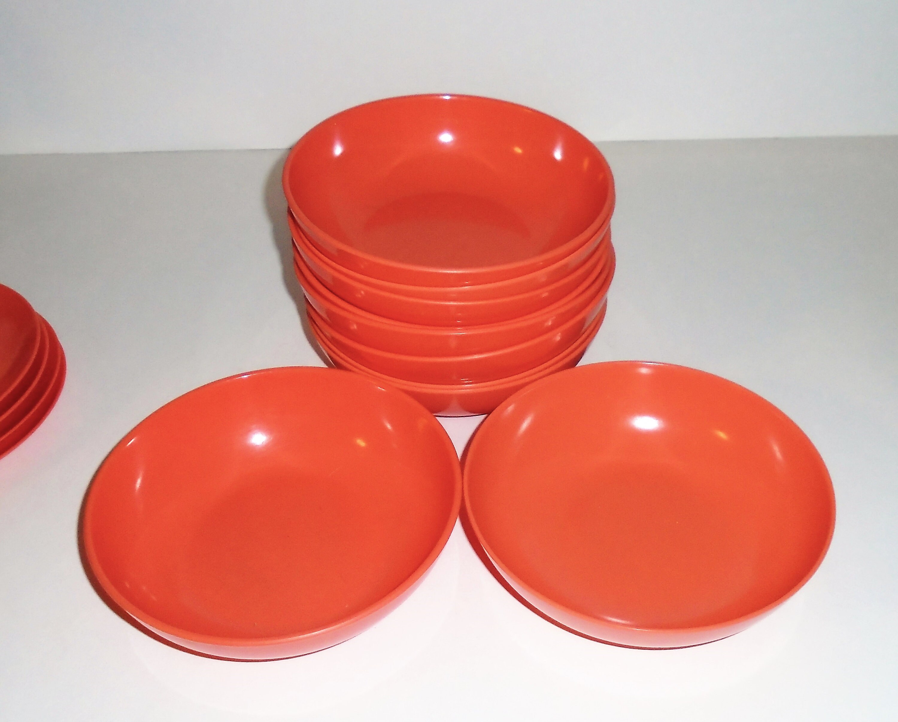 Vintage Melamine Plates Orange Bowls and Cups Dinnerware 17pc - Etsy ...