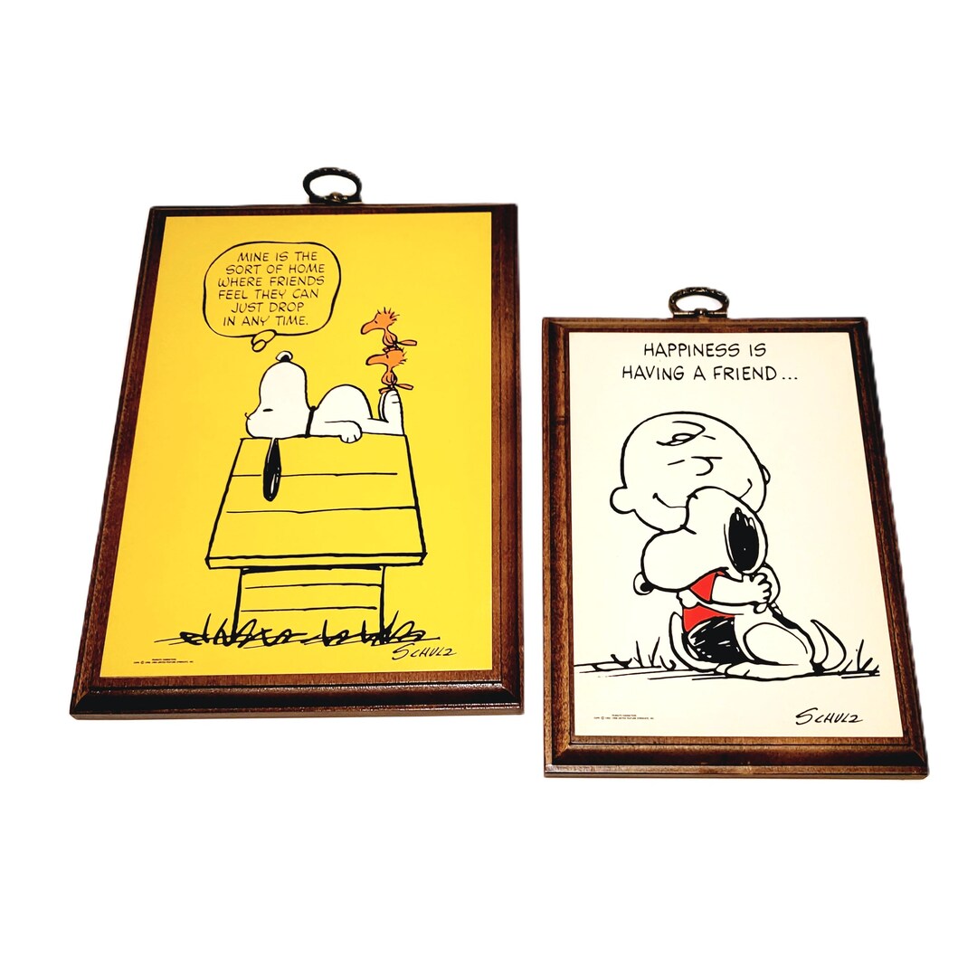 80s Snoopy Wood Plaques Friendship Quotes Animated Wall Art 2pc - Etsy