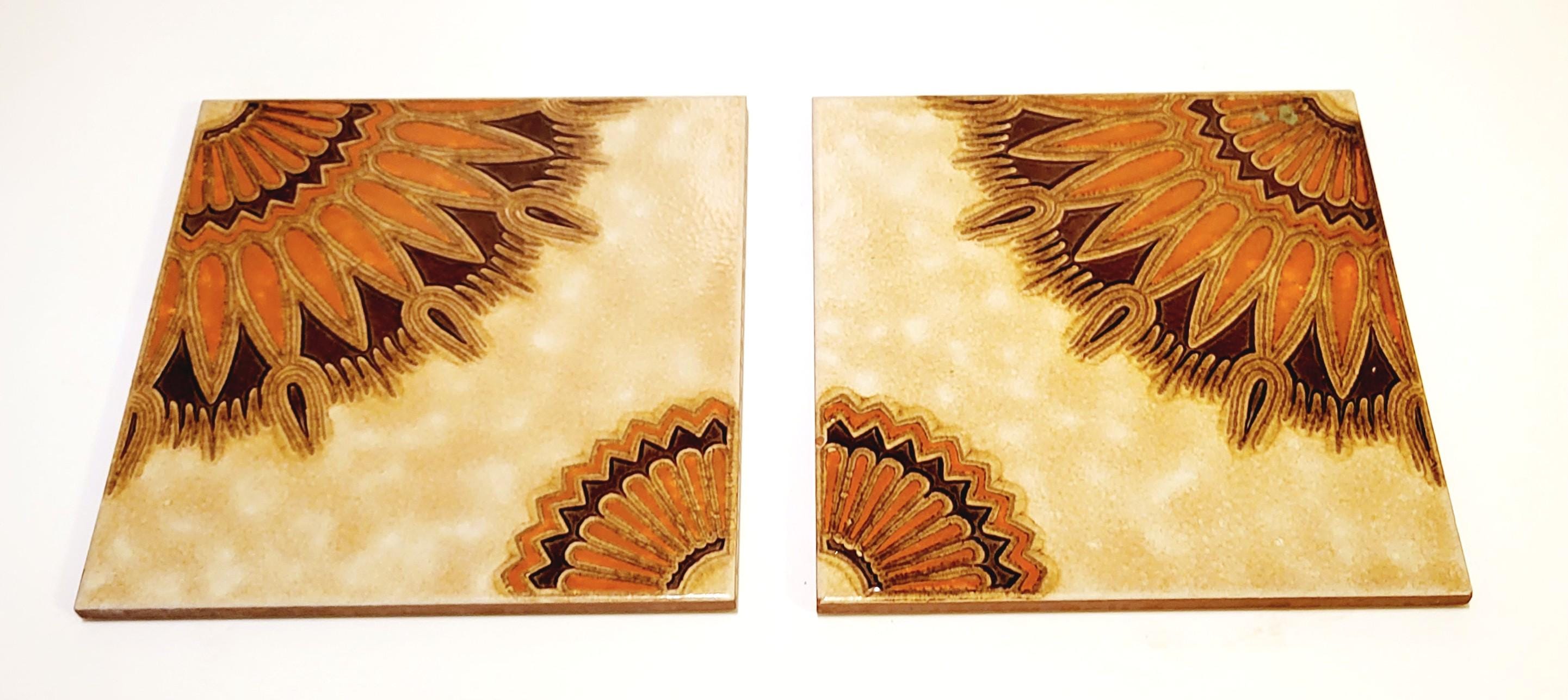 Vintage Ceramic Tiles Sunburst Pattern 4pc 8" Square - Etsy Australia