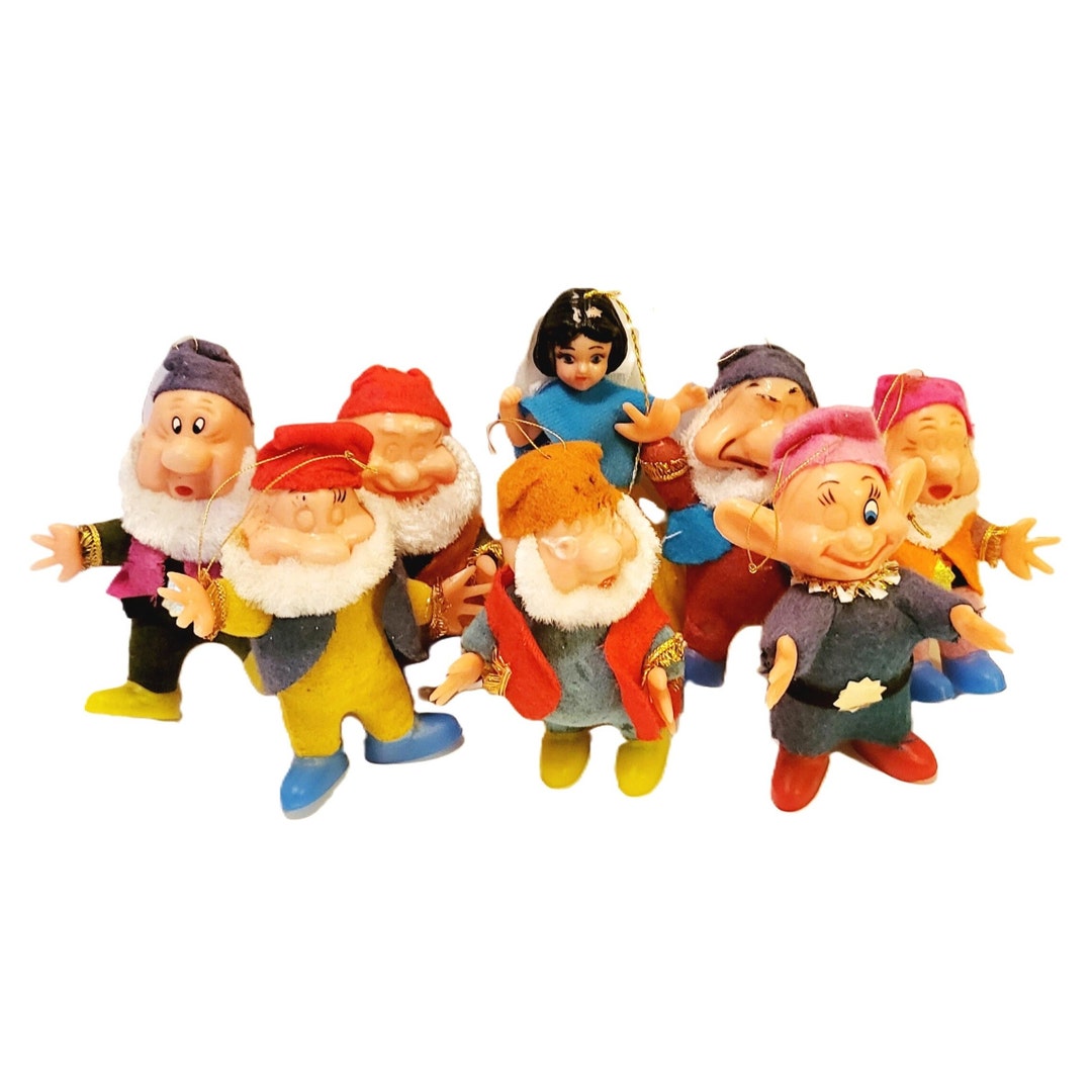 60s Disney Ornaments Snow White and the Seven Dwarfs Flocked Set - Etsy