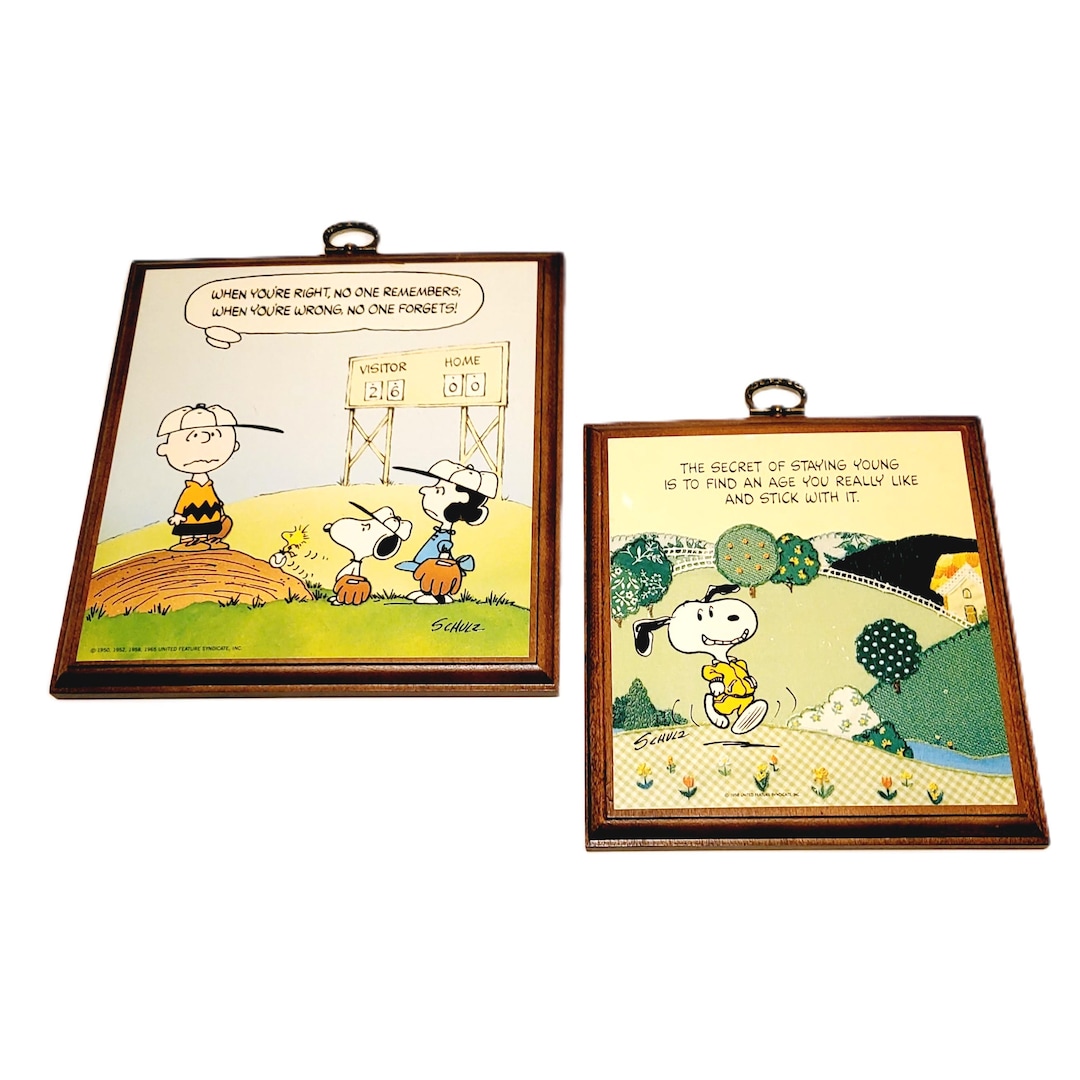 80s Snoopy Wood Plaques Peanuts Funny Quotes Humorous Wall Art 2pc - Etsy