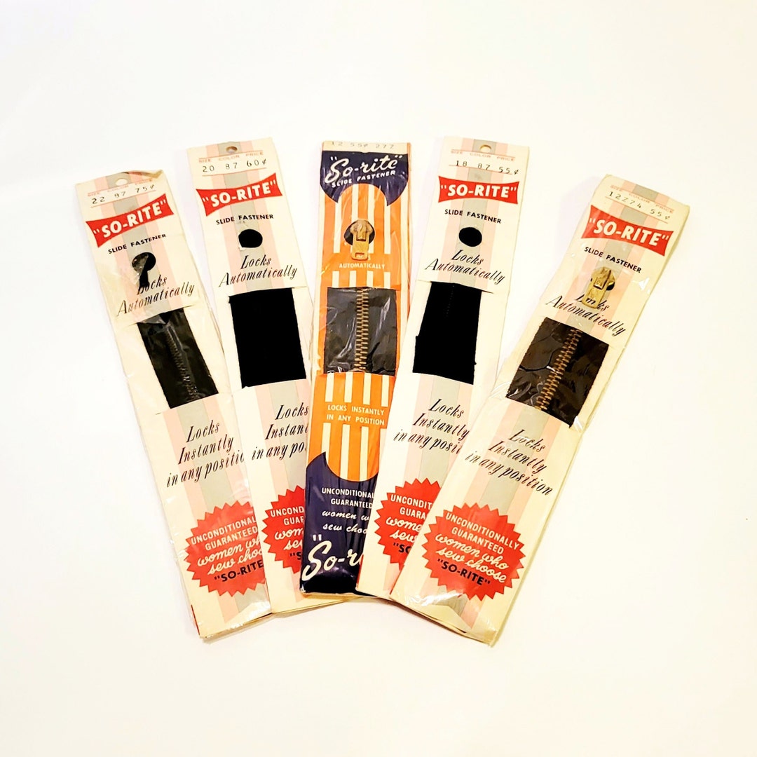 Vintage Zippers so Rite Metal Slide Fasteners Black Brown 5pc NOS - Etsy