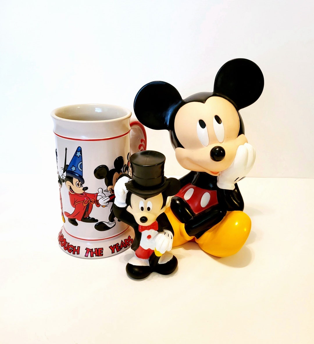 Vintage Mickey Mouse Coin Bank Anniversary Stein and Figure 3pc - Etsy