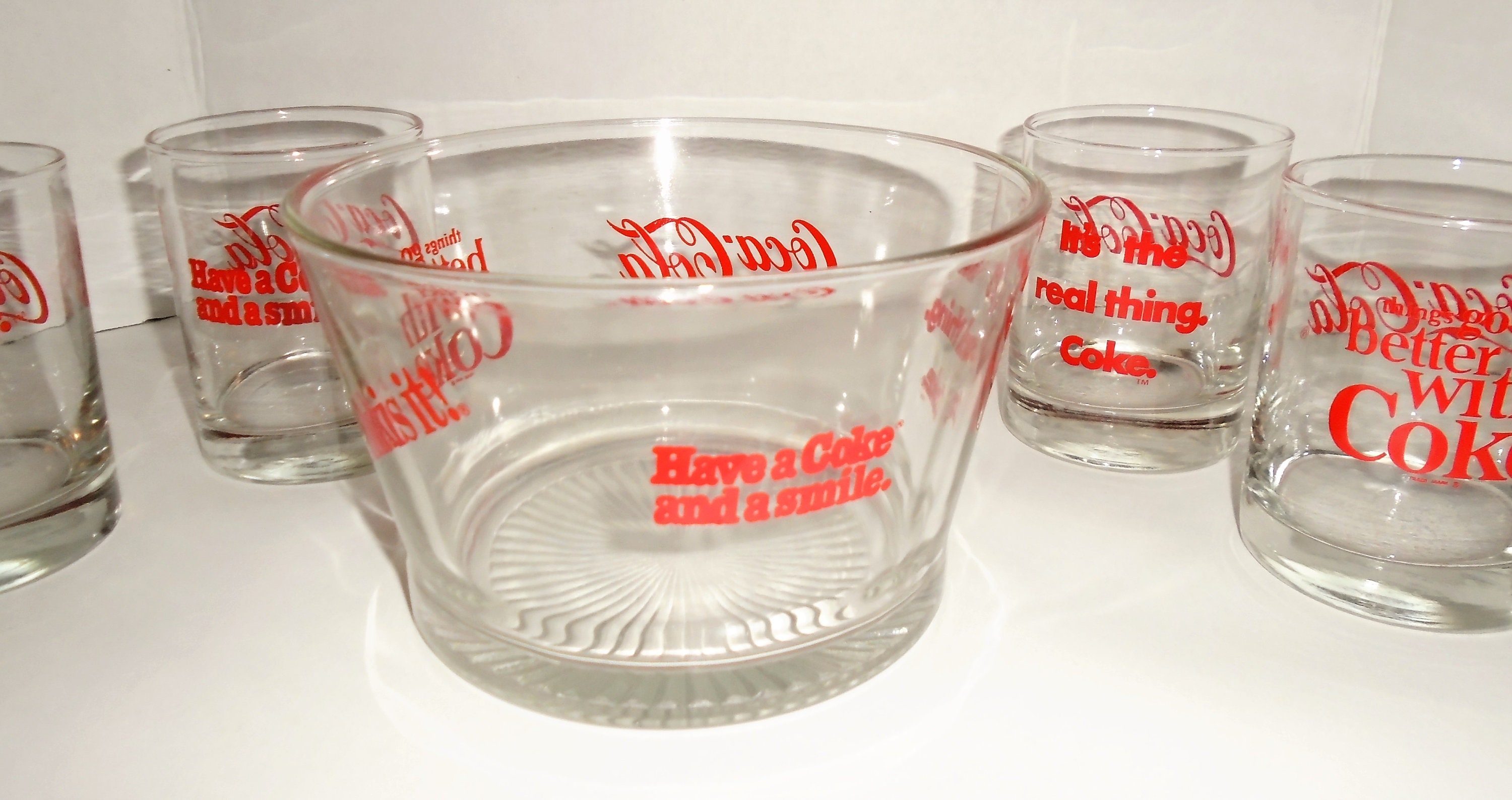 80s Coca Cola Bar Set Coke Crystal Ice Tub w Glasses NIB | Etsy
