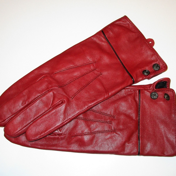 Red Leather Gloves - Etsy