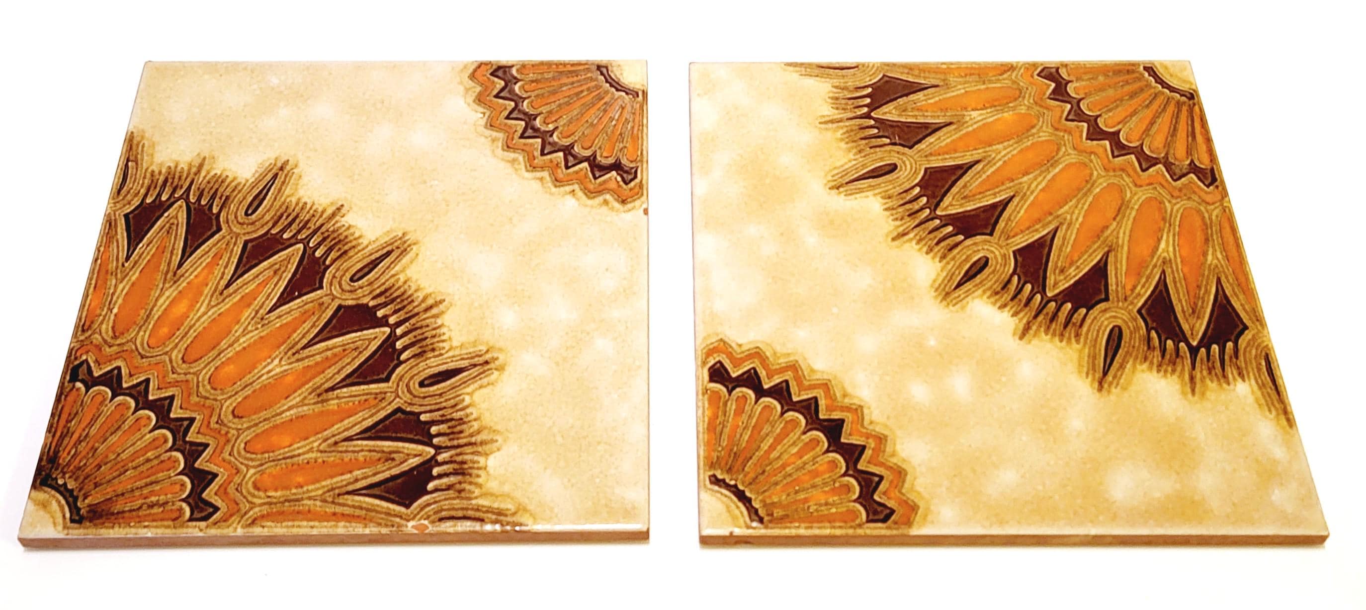 Vintage Ceramic Tiles Sunburst Pattern 4pc 8" Square - Etsy Australia