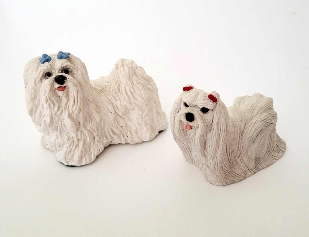 Vintage Maltese Figurines Sandicast Dogs 2pc - Etsy