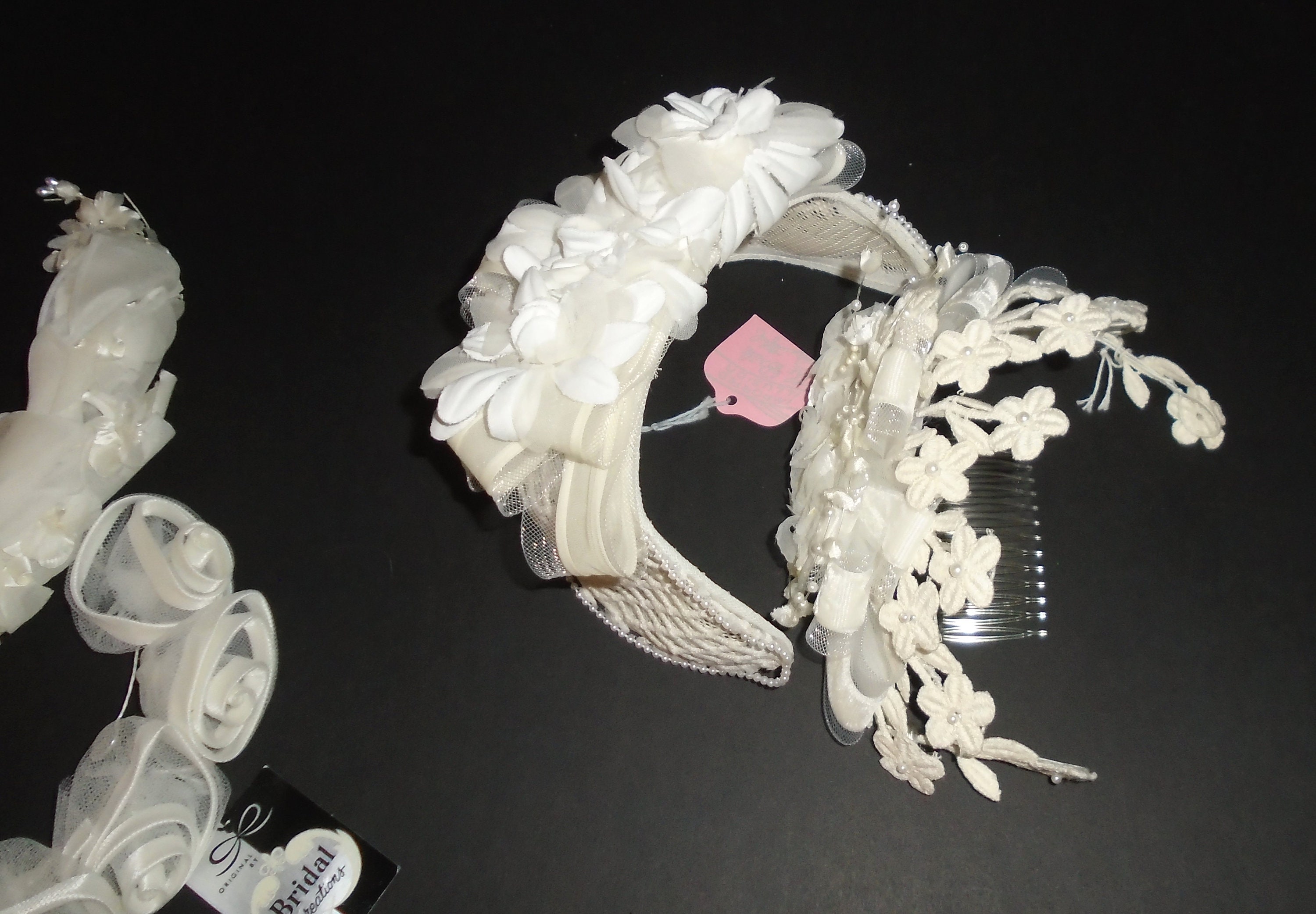 70s Bridal Hair Accessories Juliet Caps Satin Hair Wreaths | Etsy