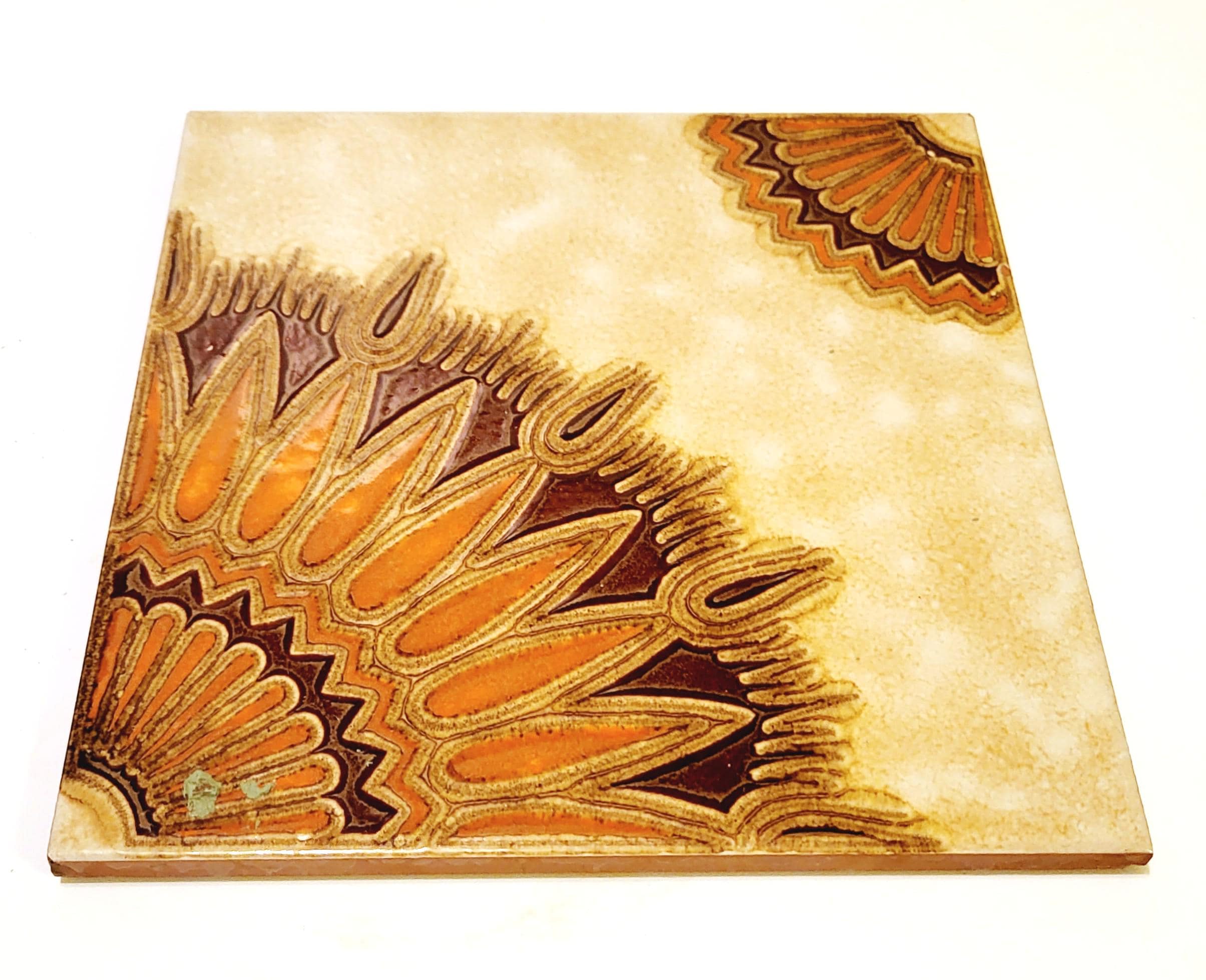 Vintage Ceramic Tiles Sunburst Pattern 4pc 8" Square - Etsy Australia