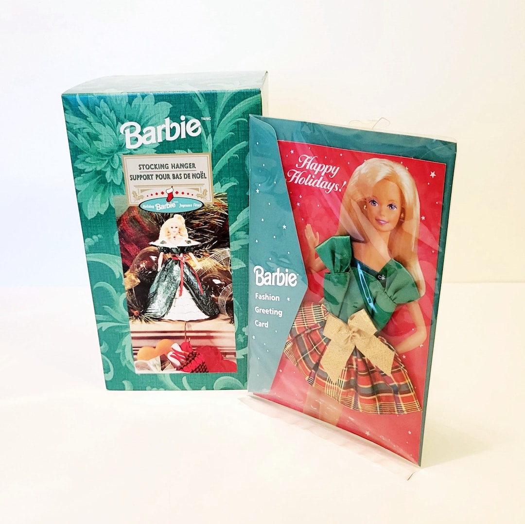 1996 Barbie Stocking Hanger and Barbie Fashion Greeting Card NIP - Etsy
