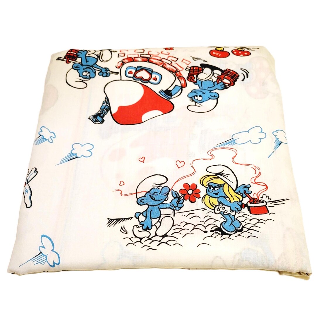 80s Smurfs Twin Flat Sheet Smurf Village and Musical Themed - Etsy