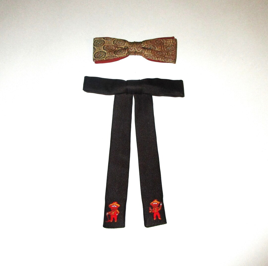 Vintage Cowboy Tie Clip on String Tie With Miners and Silk - Etsy