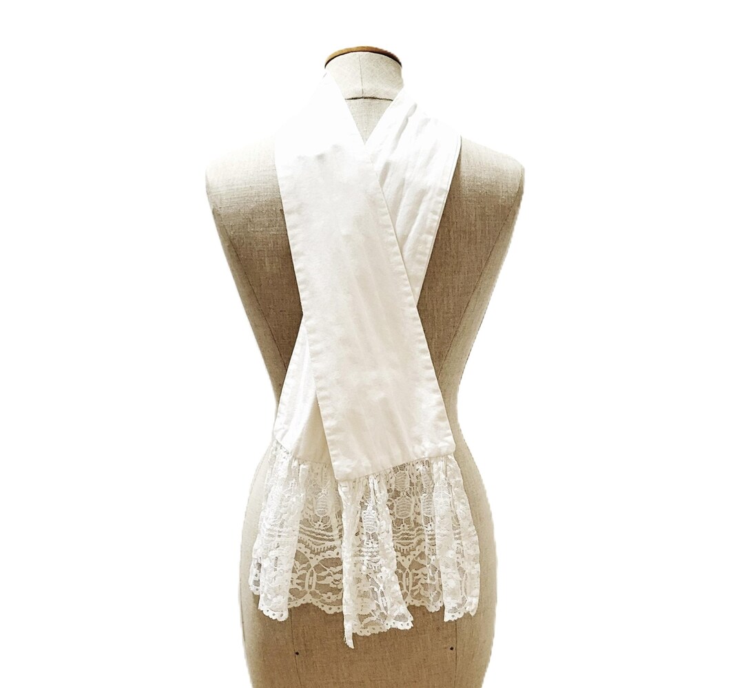 Vintage Cravat Jabot Style Frilly Neckwear White Cotton and Lace - Etsy