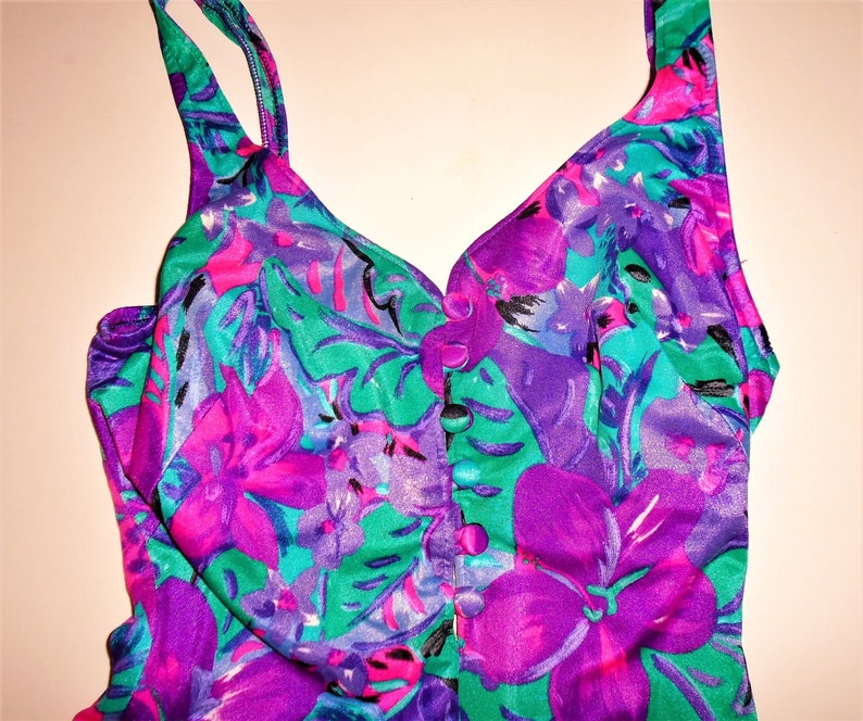 Vintage Swimsuit 80s Maxine Of Hollywood Bathing Suit M Etsy