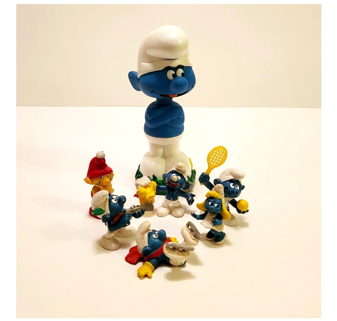 80s Smurfs Figures and Bobblehead With Empire Giggle Smurf 7pc - Etsy