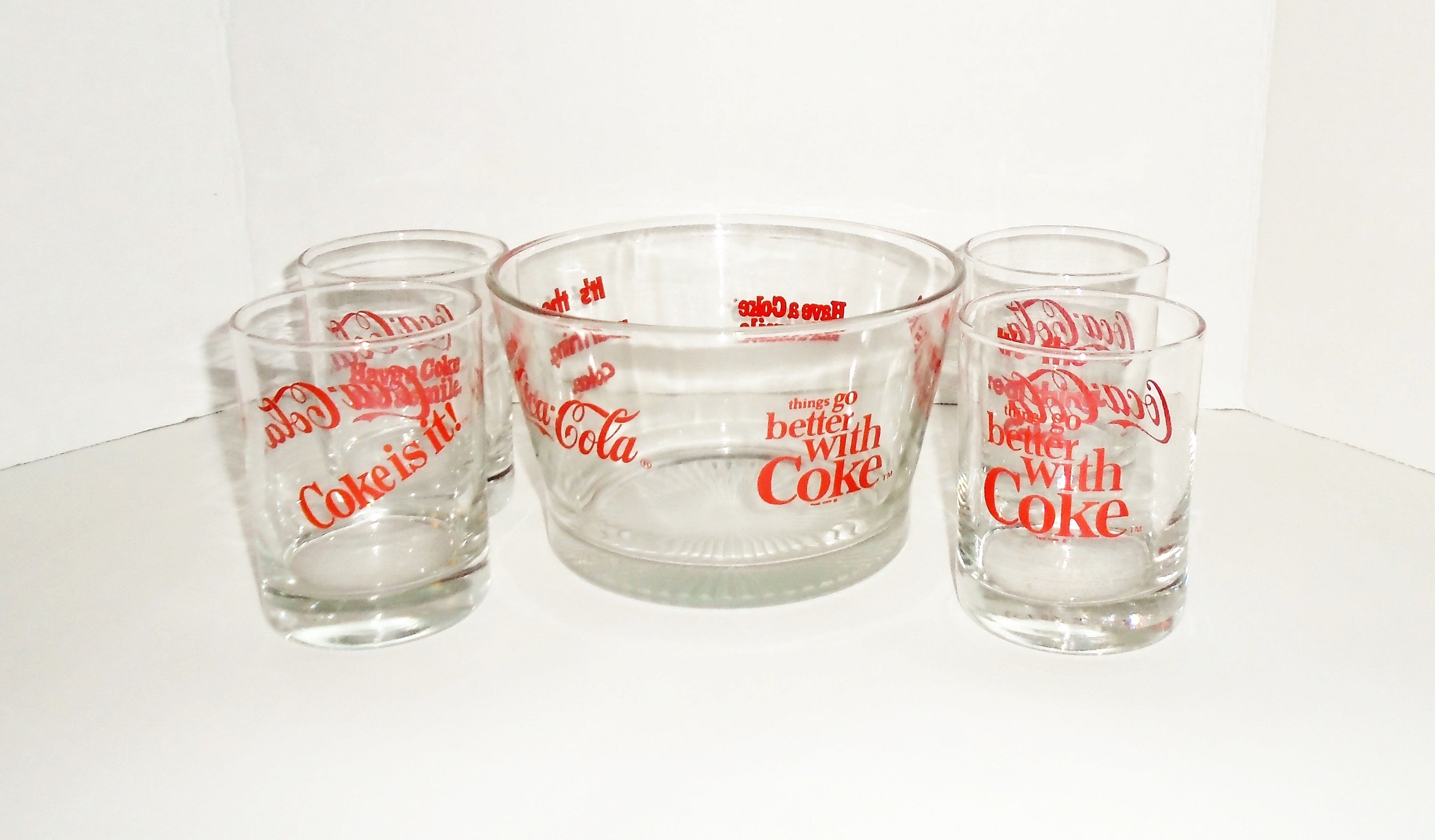 80s Coca Cola Bar Set Coke Crystal Ice Tub w Glasses NIB | Etsy