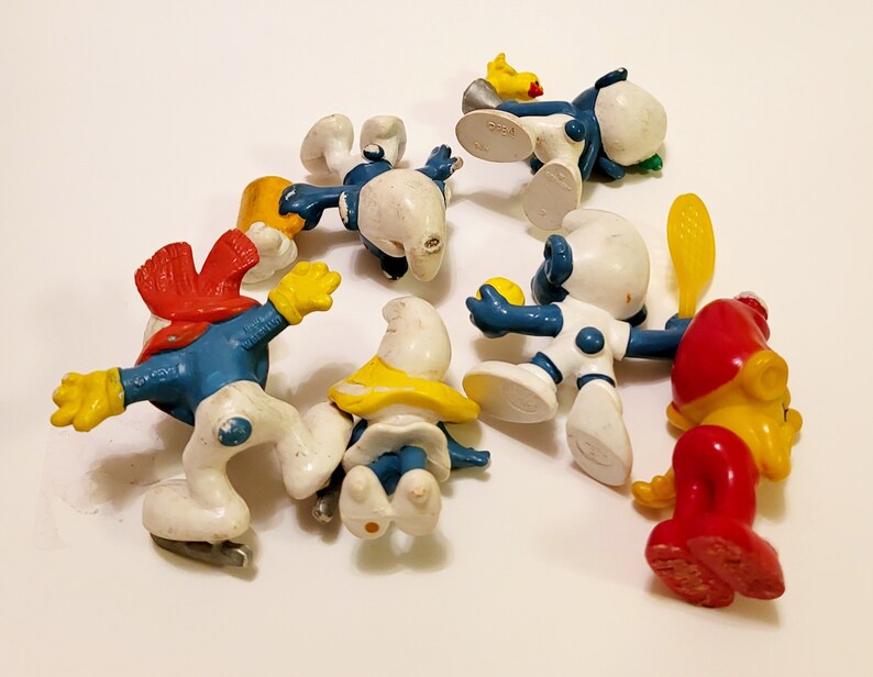 80s Smurfs Figures and Bobblehead With Empire Giggle Smurf 7pc - Etsy