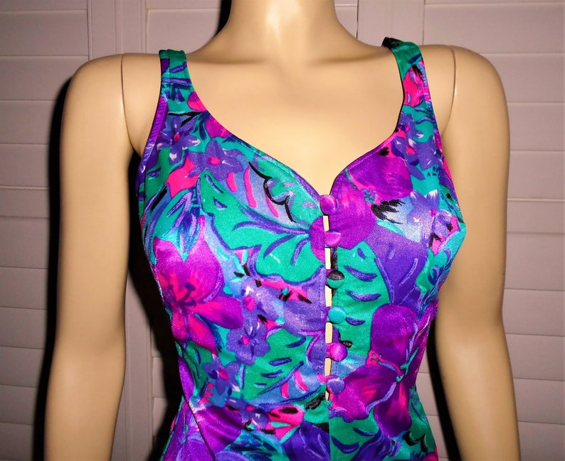 Vintage Swimsuit 80s Maxine Of Hollywood Bathing Suit M Etsy